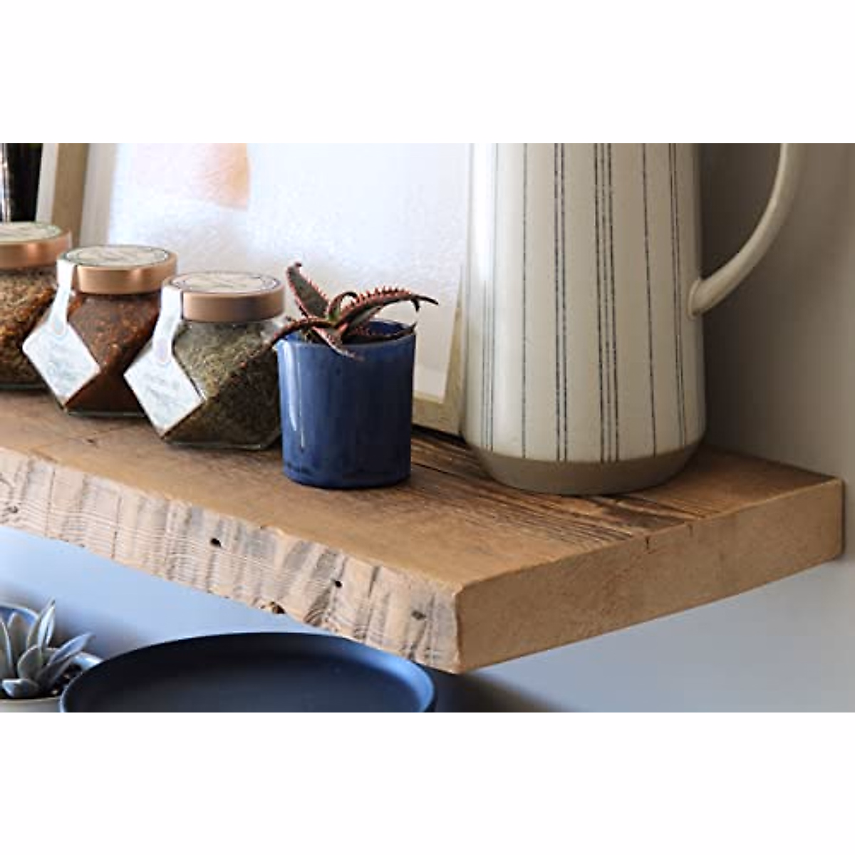 Urban Legacy Deep Floating Shelves | Reclaimed Wide Plank Barn Wood Shelves with Low Profile Brackets | High Weight Capacity (36" x 11" x 2")