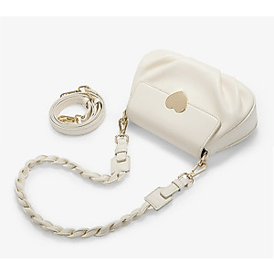 ZEHO Cloud Crossbody Shoulder Bag Dumpling Purse Women Small PU Leather Crossbody Bag Girls Ruched Handbag, White