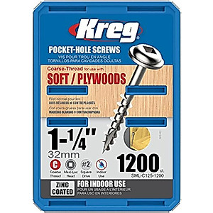 Kreg SML-C125 1-1/4" #8 Coarse Screw (1200-Pack)