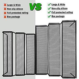 DOTORYDESIGN 3 Tier Wide Expandable Cabinet Spice Rack Organizer (14.5" to 29.1") - Step Shelf with Protection Railing, Black