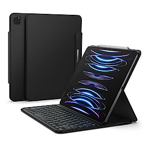 Dracool for iPad Pro 12.9-inch (6th/5th/4th Gen) Case with Keyboard Smart Keyboard Folio Magnetic Ultra Slim Portable Two Viewing Angles Backlit Wirelessly Bluetooth Keyboard with Pencil Holder, Black