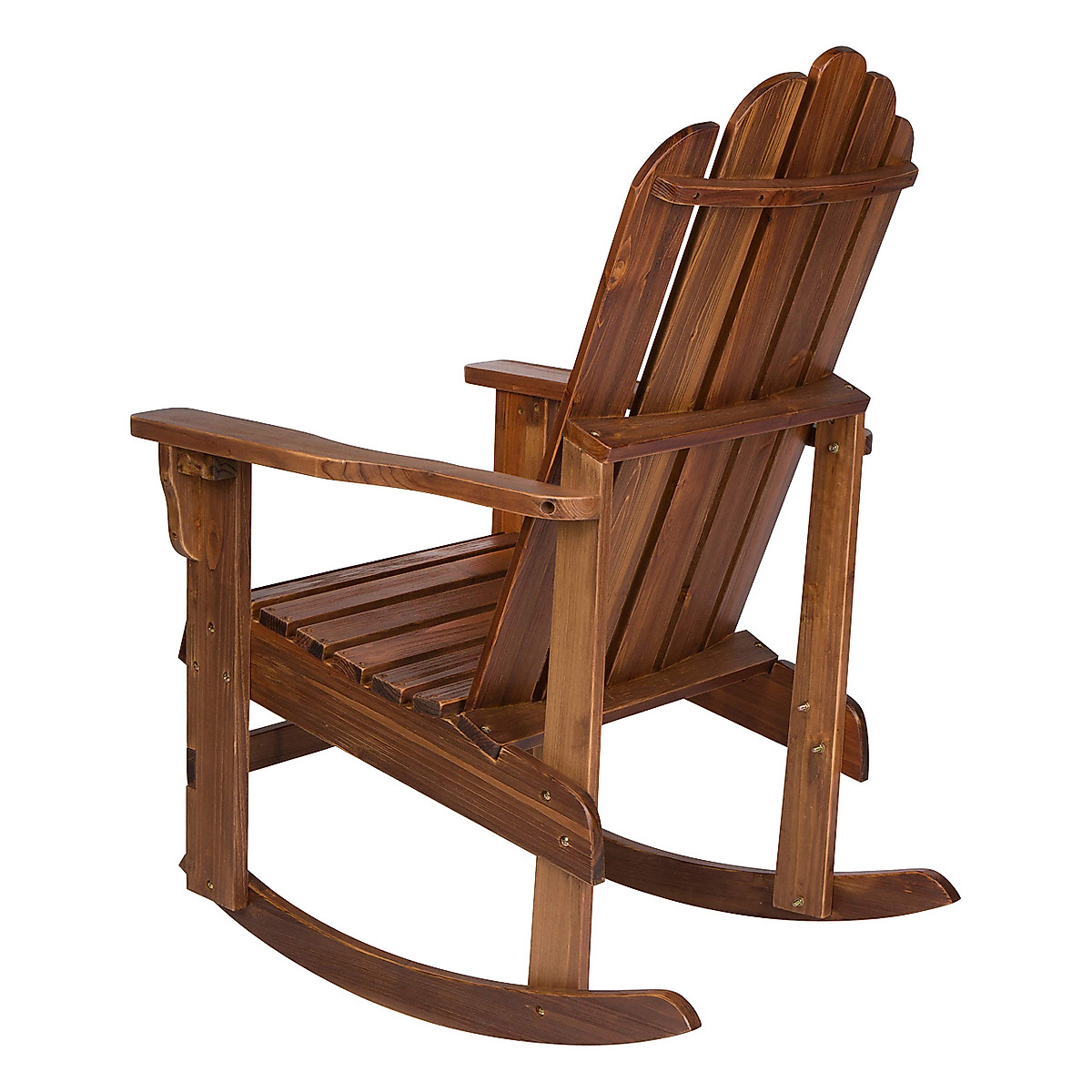 Shine Company Marina Adirondack Porch Rocker, Indoor Outdoor Wood Rocking Chair, Oak