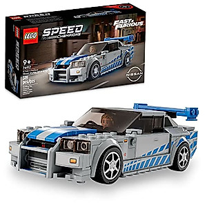 LEGO Speed Champions 2 Fast 2 Furious Nissan Skyline GT-R (R34) 76917 Race Car Toy Model Building Kit, Collectible with Racer Minifigure, 2023 Set for Kids