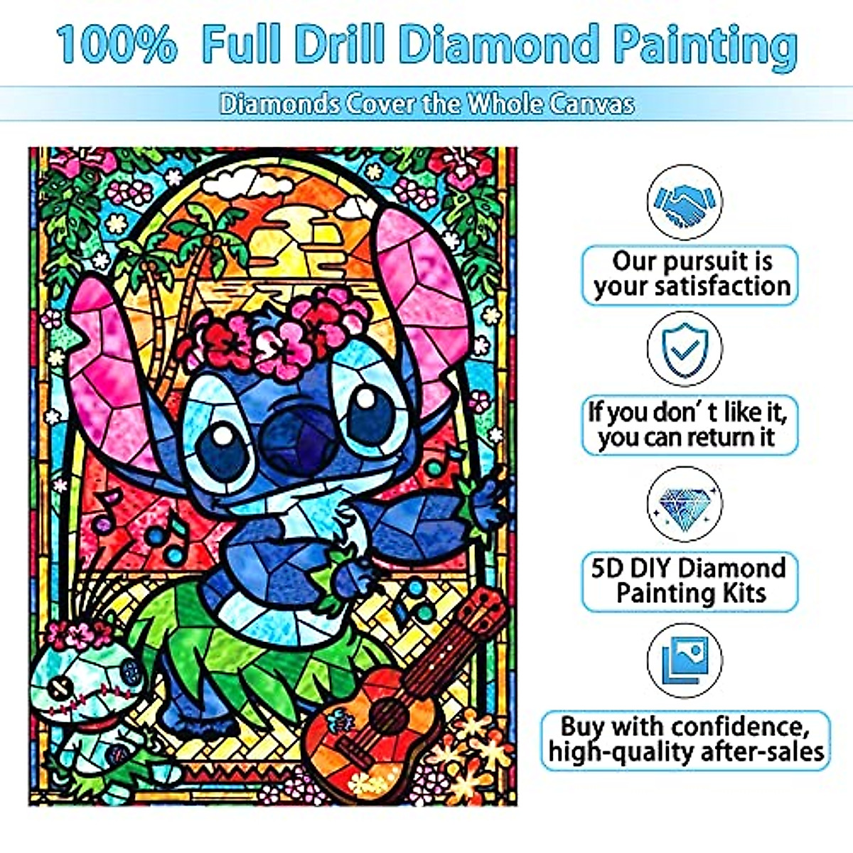 Diamond Painting Kits for Adults, DIY 5D Round Full Drill Art Perfect for Relaxation and Home Wall Decor(Stitch, 12x16inch)