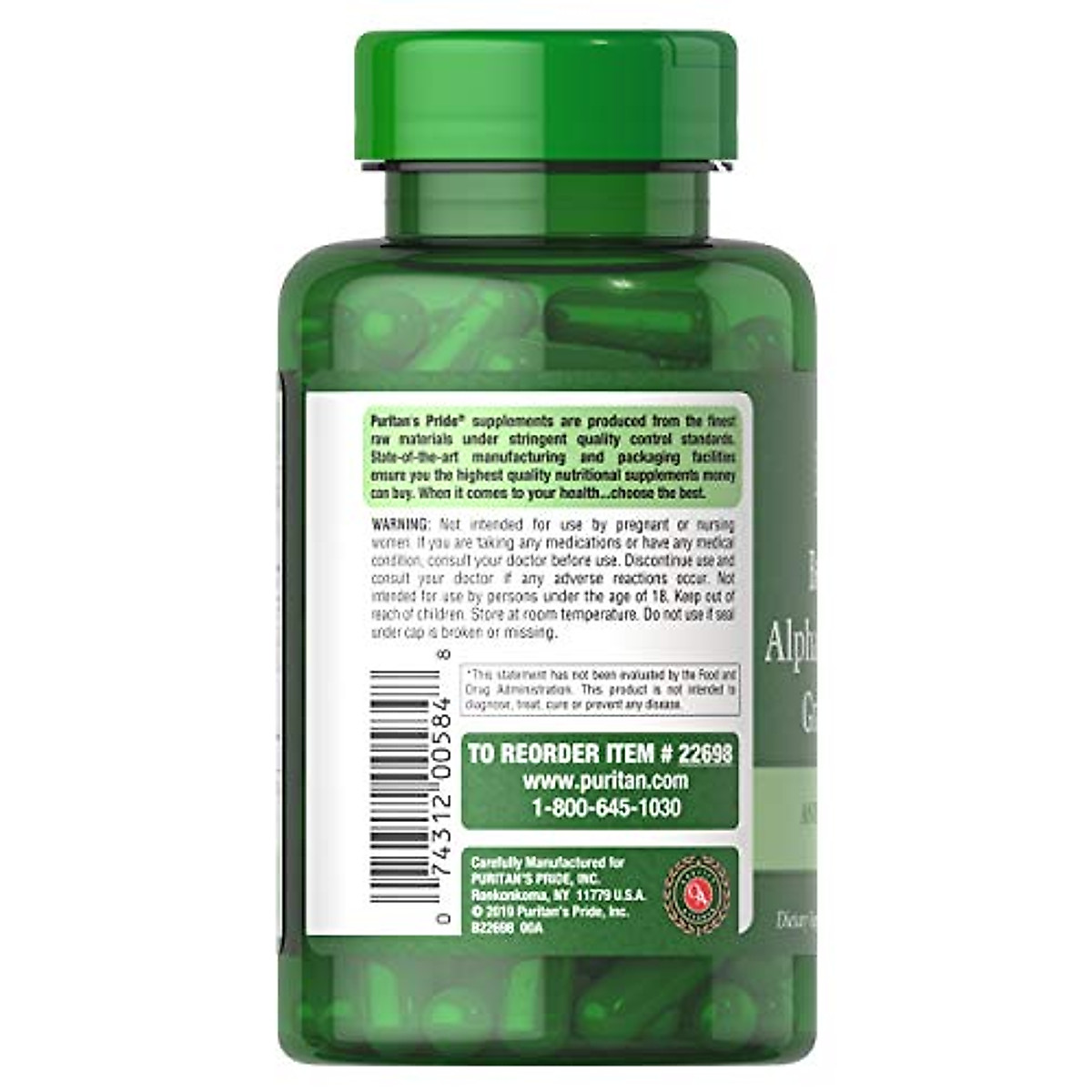 Puritans Pride Berberine, Alpha Lipoic Acid & Grape Seed, Promotes Antioxidant Support, 90 Vegetable Capsules