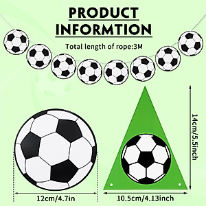 4 Pieces Soccer Banner Decoration Soccer Theme Party Supplies, 3m Football Flags Bunting Banners Soccer Ball Garlands for Soccer Fans Wekcome World Cup 2022