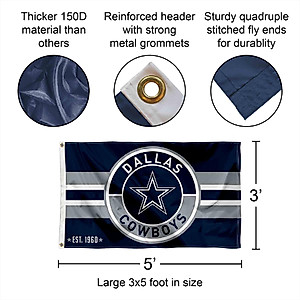WinCraft Dallas Cowboys Patch Button Circle Logo Flag Large 3x5 Banner