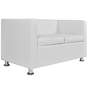 MSLAONXC Sofa,Living Room Furniture,Sectional Sofa,Backrest Sofa,Balcony Sofa,Armrest Sofa,Lobby Sofa,for Living Room,Home,Office,Study Room,2-Seater Artificial Leather White