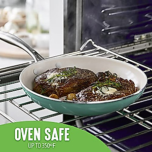 GreenLife Artisan Healthy Ceramic Nonstick, 8" and 10" Frying Pan Skillet Set, Stainless Steel Handle, PFAS-Free, Dishwasher Safe, Oven Safe, Turquoise