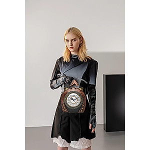 Real Working Clock Handbags Purse Antique Steampunk Shoulder Bag PU Messenger Bag