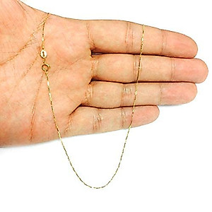 Jewelry Affairs 14k Real Solid Gold Box Style Chain Necklace, 0.6mm (20 Inches, Yellow Gold)