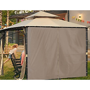 Ontheway Privacy Wall for Most 10' x 10' Gazebo 1 Panel Sidewall ONLY(Beige)