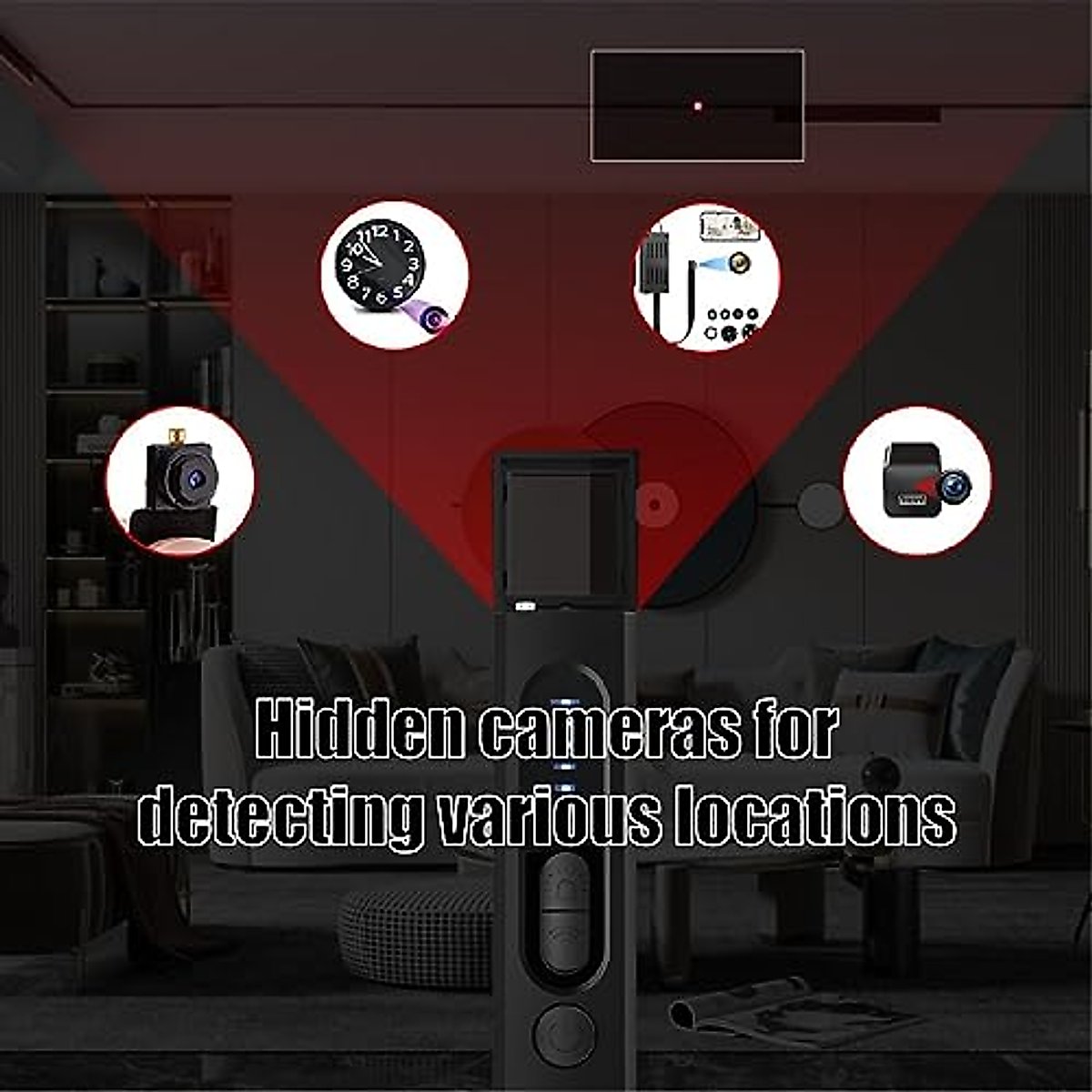 Hidden Camera Detector, Anti-Spy Detector, Hidden Device GPS Detector, Camera Detector, Bug Detector, Privacy Protector, RF Wireless Signal Scanner for Hotels Office Home Travel, 5 Levels Sensitivity