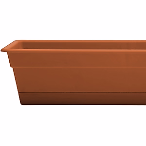 Bloem Dura Cotta Window Box Planter: 30" - Terra Cotta - Large Box with Tray, Weatherproof Resin Box, Removable Tray for Indoor & Outdoor Use, Gardening, 4 Gallon Capacity