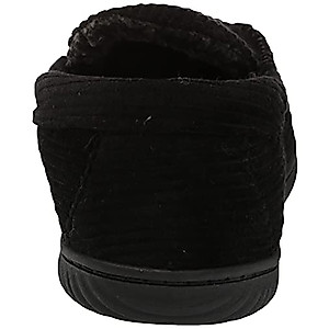 Dearfoams Men's Niles Corduroy Moccasin Slipper, Black, Small
