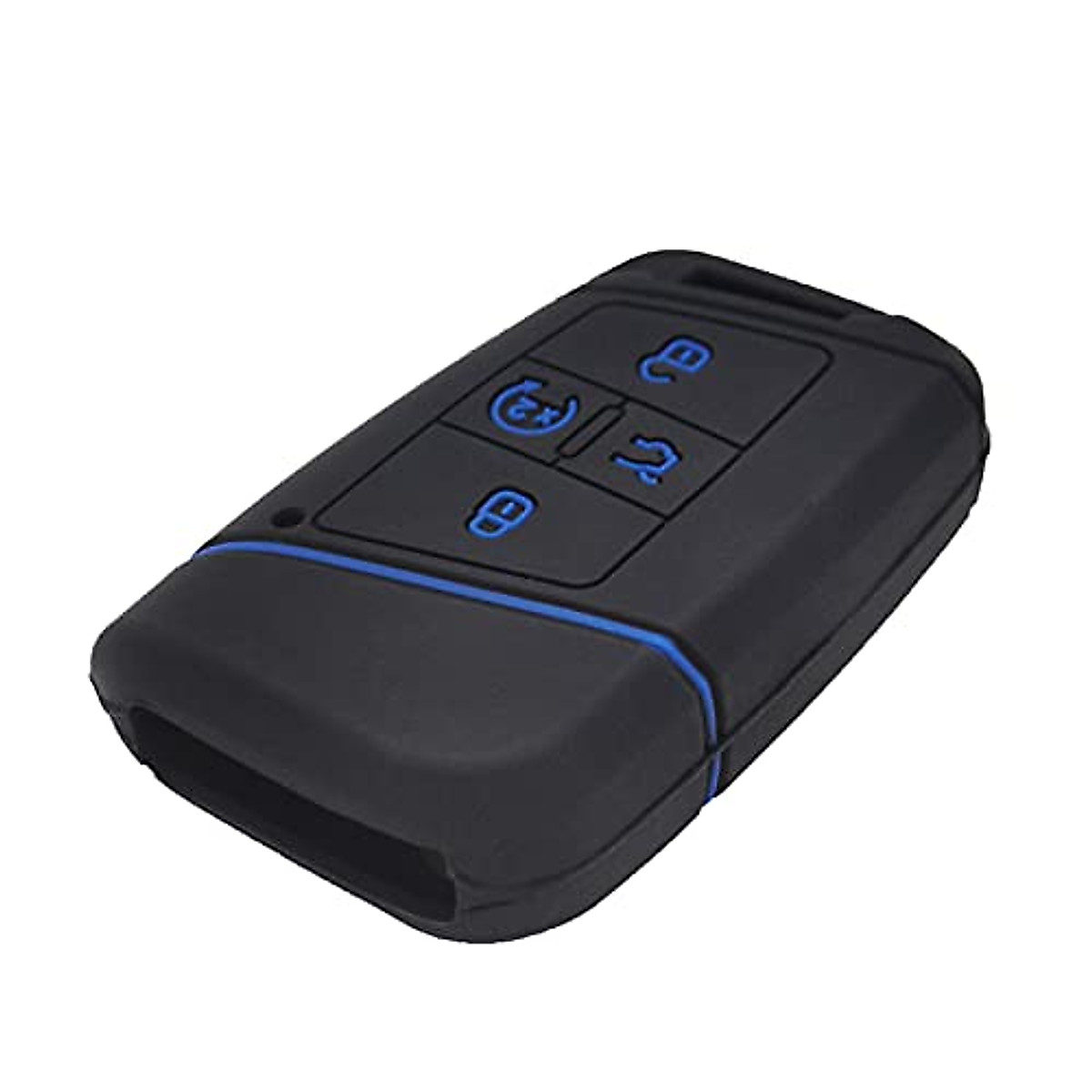 LemSa 2Pcs 4 Buttons Rubber Smart Key Fob Cover Case Shell Remote Keyless Protector Bag Holder for 2021 2020 2019 VW Volkswagen Tiguan Atlas Jetta Passat Golf Alltrack Push Start, Red Blue Buttons