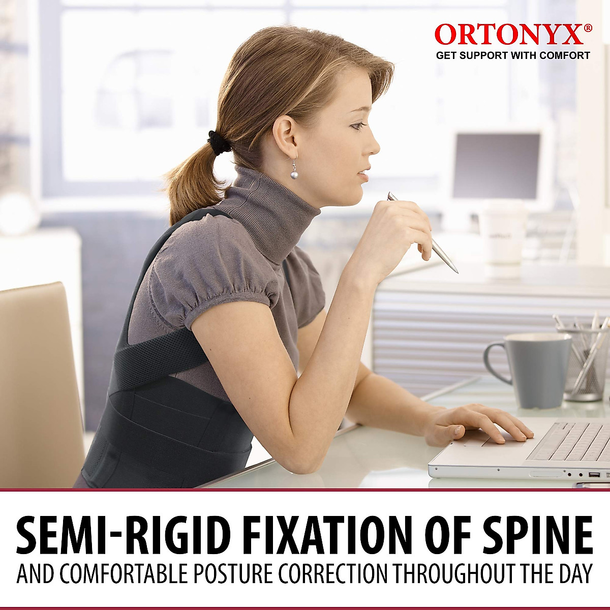 ORTONYX Comfort Posture Corrector Clavicle and Shoulder Support Back Brace, Fully Adjustable for Men and Women/656A-Medium