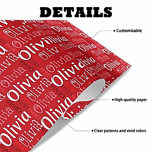 Artsadd Custom Birthday Wrapping Paper Rolls with Name Personalized Christmas Gift Wrapping Paper for Kids Men Women 58"x 23"