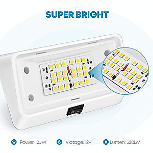 Kohree LED RV Exterior Porch Utility 320 Lumen Light with Switch 12V Replacment Light for RVs, Trailers, Campers, 5th Wheels., White Base, Included Clear and Amber Lenses Removable