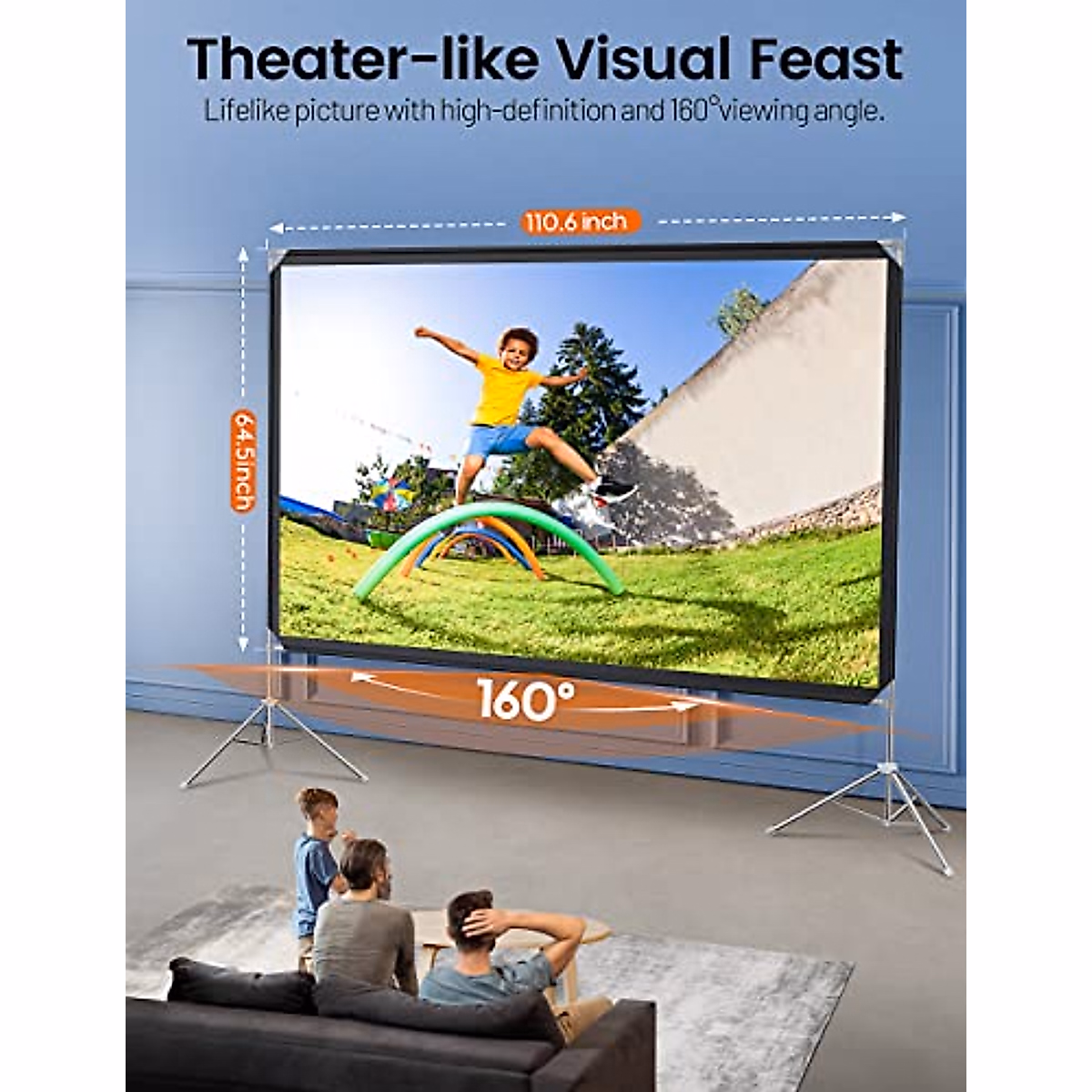 120" Portable Projector Screen & Stand | Outdoor 4K HD