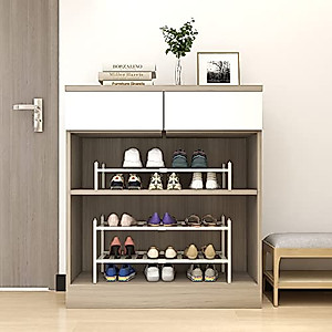 quiseolu White Shoe Rack for Closet Entryway 3 Tier Bamboo Shoe Rack Free Standing Shoe Organizer for Small Space Samll White Shoe Shelf Stackable Shoe Storage D11 * W27.2 * H18.3 Inches