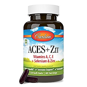 Carlson - ACES + Zn, Vitamins A, C, E + Selenium & Zinc, Cellular Health & Immune Support, Antioxidant, 120 Softgels