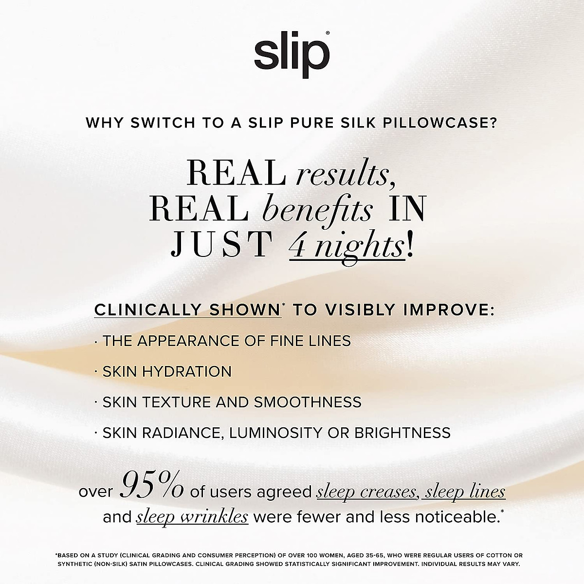 Slip Silk King Pillowcase, White (20" x 36") - 100% Pure 22 Momme Mulberry Silk Pillowcase - Anti-Aging, Anti-BedHead, Anti-Sleep Crease