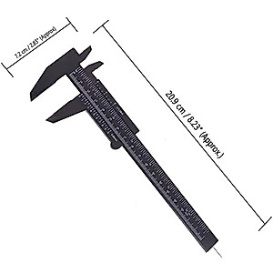 TamBee 6Inch 150mm Mini Caliper Double Scale Plastic Vernier Caliper for Jewelry Sliding Gauge Ruler Measuring Tool 5PCS(Black)