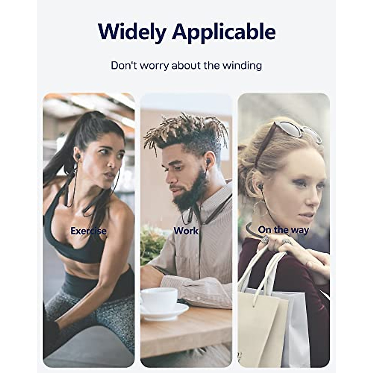 PISEN Bluetooth Headphones, Wireless Earbuds with Microphone Noise Cancelling, IPX5 Waterproof Neckband Bluetooth Headphones for Gym Sports Workout 120H Standby, Black