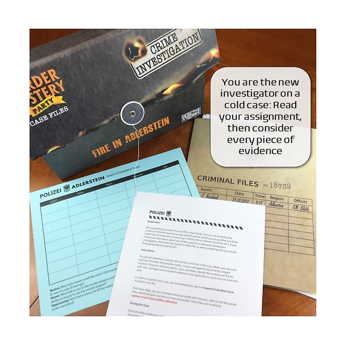 Murder Mystery Party Case Files: Fire in Adlerstein for 1 or More Players Ages 14 and Up