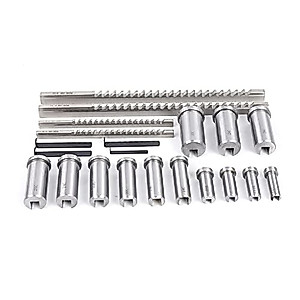 BJTDLLX Keyway Broach Kit, 22 Pcs Keyway Broach Kit Collared Bushing Shim Set Metric Size Metalworking Tool, Metric Size 4 pcs Broach & 13 Collared Bushing & 5 Gaskets