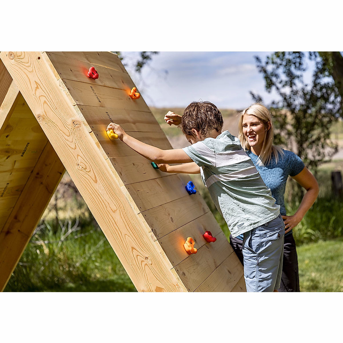 Squirrel Products 10 Large Assorted Rock Climbing Holds with Mounting Hardware - DIY Rock Wall - Ages 3+