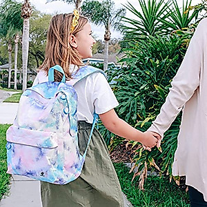 Fenrici Tie Dye Kids Backpack and Lunchbox Bundle for Girls, Boys, Teens (Pastel Pink)