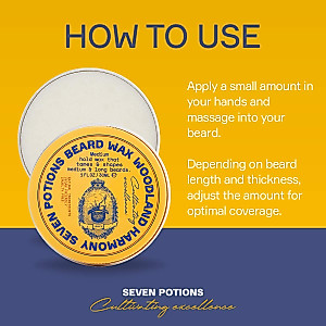SEVEN POTIONS Natural Beard Styling Wax for Medium Hold - 1 oz, Shapes and Nourishes Without Stiffness (Woodland Harmony)
