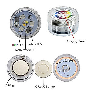 Paper Lantern Lights Battery Operated Remote Hanging Led Lantern Lights with Hook Super Bright RGB White Warm White 15 Days Standby, 36 hours Constant On for Lantern Tent Lighting(10 lights+2 remotes)