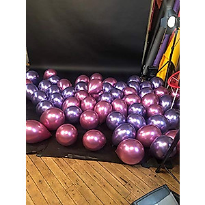 60pcs Purple Pink Chrome Shiny Metallic Latex Balloons 12inch Perfect for Birthday Party Bridal Baby Shower Engagement Wedding Party Decor (pink,purple)