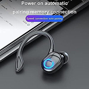 Headphones Wireless Bluetooth 5.2 Noise Cancelling with Microphone Right Single Ear Earbuds Stereo Sound Headset with Ear Hook for Driving Business Office Work Sports, Black