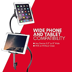 Macally Car Seat Rail Mount - Super Secure Tablet Mount for Car and Floor Mount Phone Holder - Adjustable Gooseneck iPad Mount for Truck and Any Vehicle - Works with All iPad, iPhone, Tablets