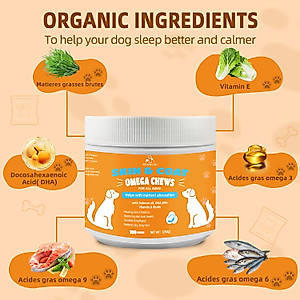 Omega 3 Alaskan Fish Oil Chew Treats for Dogs - AlaskOmega for EPA DHA Fatty Acids Supplement Hip Joint Health Itch Relief Support Skin Coat Hot Spots Treatment Pet Salmon Oil Chews(100 Soft Chews)