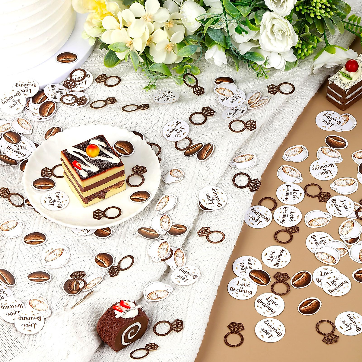 Coffee Bridal Shower Decorations - 200PCS Coffee Confetti, Love is Brewing Bridal Shower Decorations, Coffee Table Decorations for Love is Brewing Wedding Shower Engagement Party