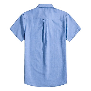 LOCALMODE Men's Casual Slim Fit Short Sleeve Button Down Solid Oxford Dress Shirt Green L