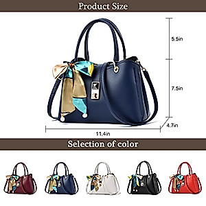 Women's Top Handle Cross Body Handbag Middle Size Purse Durable Soft PU Leather Messenger Tote Bag for Ladies (White)
