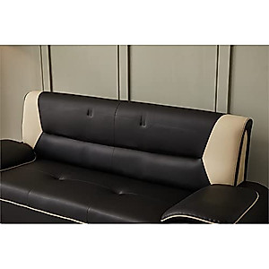 Kingway Furniture Lilian Faux Leather Livingroom Sofa in BlackBeige
