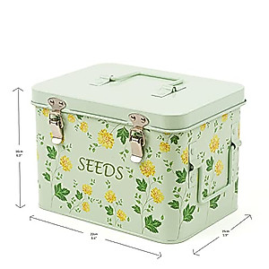 GLOCHYRA Seed Storage Box Garden Seed Packet Storage Organizer Seed Container Comes with 100 Plant Labels, 10 Seed envelopes, Marker Pen