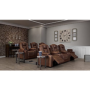 Signature Design by Ashley Owner's Box Faux Leather Power Recliner with Adjustable Headrest, Brown