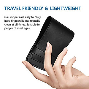 Nail Clippers Fingernail Clipper Set Nail Cutter for Thick Nails,Acrylic Toe Nail Clippers for Adult Man Woman,3PCS with Nail File&Soft Leather Package,Black