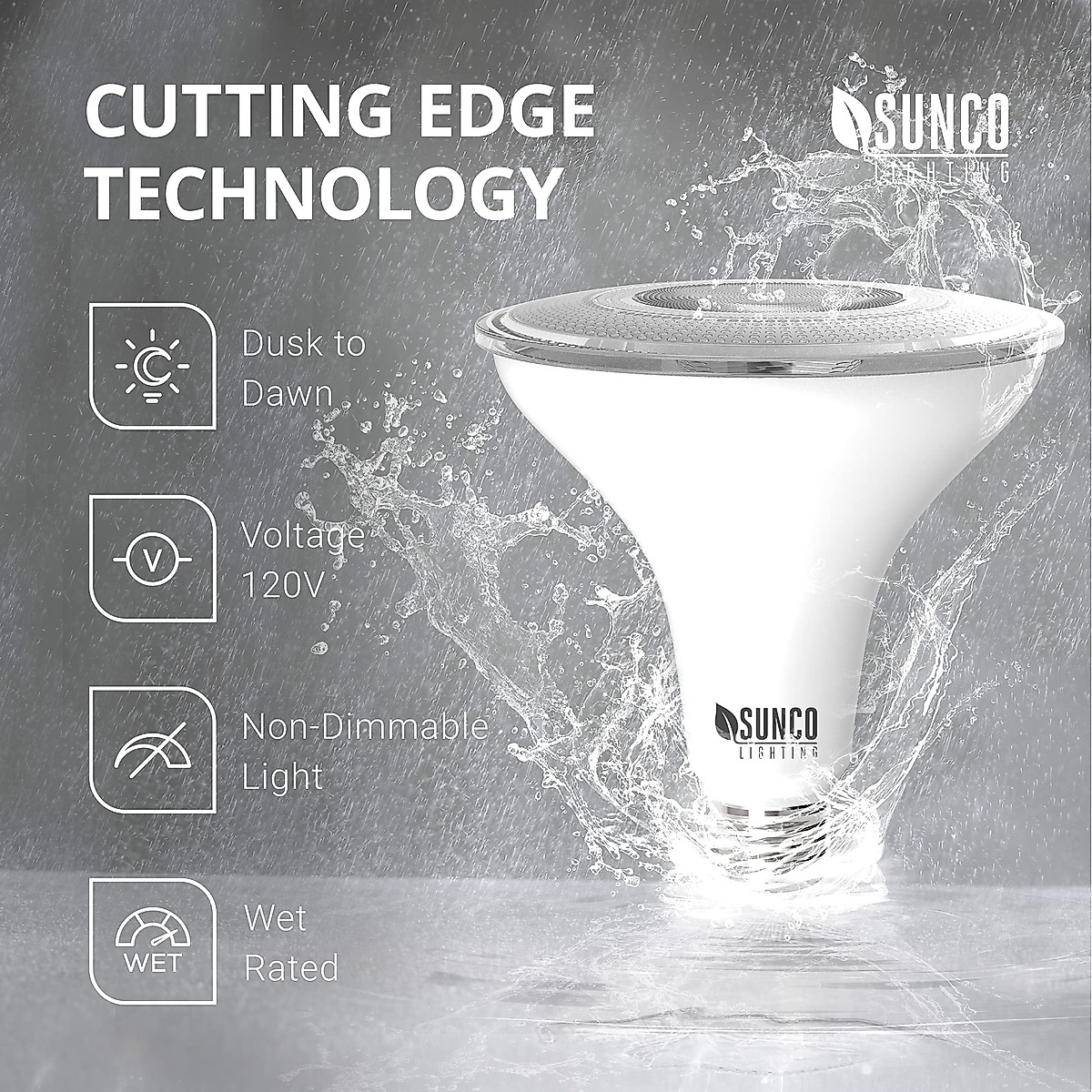 Sunco Outdoor LED Flood Light, Waterproof PAR38 Dusk to Dawn Bulb, 1250 LM, 120W Equivalent 15W, Exterior, Wet-Rated, 3000K Warm White, E26 Base, UL 4 Pack