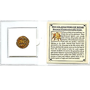 300 IT Roman Centenionalis Constantius II Gladiator Coin Mini Album,Story Card & Certificate 18mm Very Good