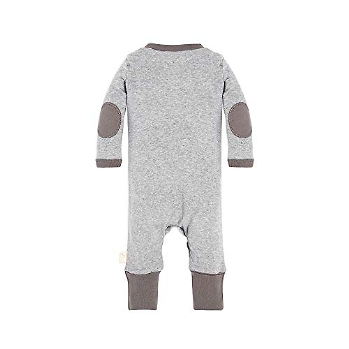 Burt's Bees Baby Baby Boys Matelasse Organic Kimono One Piece Jumpsuit and Toddler Footie, Heather Grey Elbow Patch Henley, 3-6 Months US