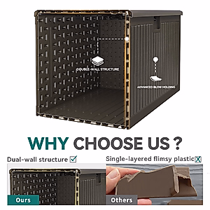 YITAHOME 260 Gallon Double-Wall Deck Box with Divider & Side Handles, Outdoor Large Storage for Patio Furniture Cushions, Garden Pool Accessories, Water Resistant & Lockable